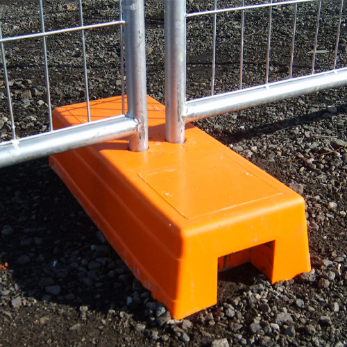 Temp Fence Feet - 25mm Hole/81mm Pitch 32kg Concrete Filled Orange ...